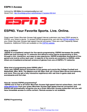 Fillable Online ESPN 3 Access Fax Email Print - pdfFiller