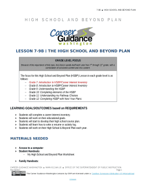 LESSON 7-9B THE HIGH SCHOOL AND BEYOND PLAN Doc Template | pdfFiller