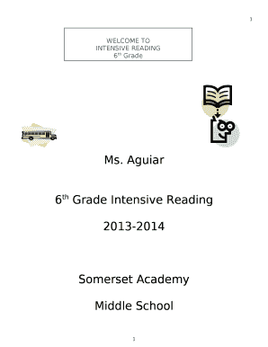 6th Grade Intensive Reading Doc Template | pdfFiller