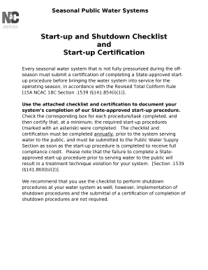 Start-up and Shutdown Checklist Doc Template | pdfFiller