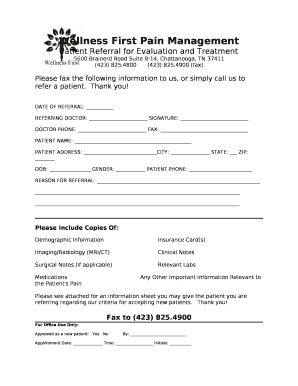 Wellness First Pain Management Doc Template | pdfFiller