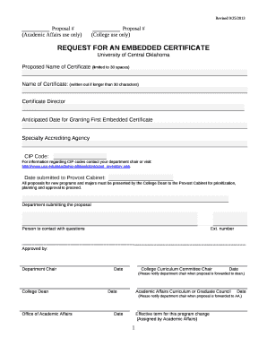 REQUEST FOR AN EMBEDDED CERTIFICATE - sites uco Doc Template | pdfFiller