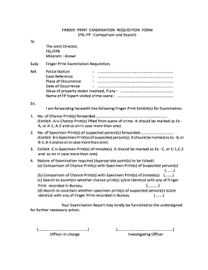 Fillable Online FINGER PRINT EXAMINATION REQUISITION FORM Fax Email ...
