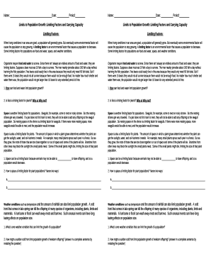 Limits to Population Growth: Limiting Factors and Carrying Capacity Doc ...