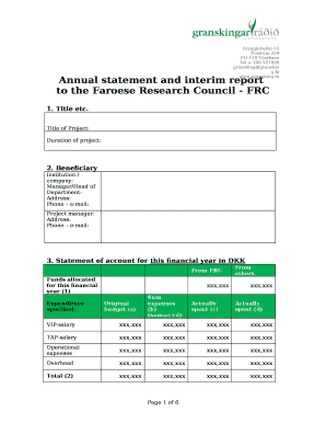 Annual statement and interim report Doc Template | pdfFiller