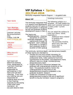 Vertically Integrated Projects Programvip Doc Template | pdfFiller