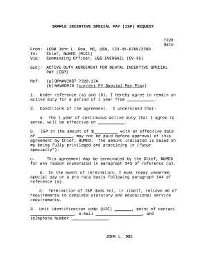 SAMPLE INCENTIVE SPECIAL PAY (ISP) REQUEST Doc Template | pdfFiller