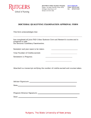 DOCTORAL QUALIFYING EXAMINATION APPROVAL Doc Template | pdfFiller