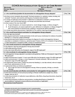 Fillable Online CCHCS ANTICOAGULATION* QUALITY OF CARE REVIEW** Fax ...
