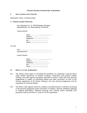 Double-Degree Framework Agreement Doc Template | pdfFiller