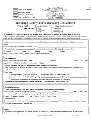 Recycling Facility and/or Recycling Containment Doc Template | pdfFiller