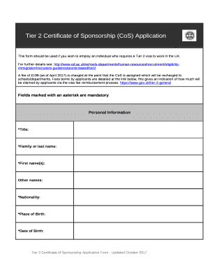 Tier 2 Certificate of Sponsorship (CoS) Application Doc Template ...