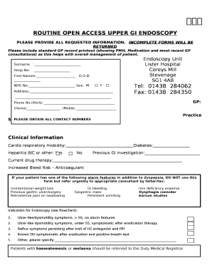 ROUTINE OPEN ACCESS UPPER GI ENDOSCOPY Doc Template | pdfFiller