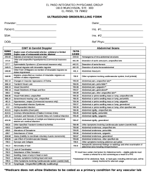 ULTRASOUND ORDER/BILLING Doc Template | pdfFiller