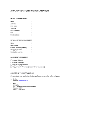 APPLICATION AC DECLARATION Doc Template | pdfFiller