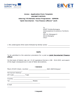 Annex - Application Template Doc Template | pdfFiller