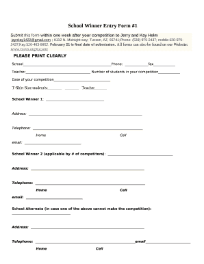 School Winner Entry #1 Doc Template | pdfFiller