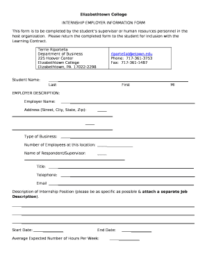 INTERNSHIP EMPLOYER INATION Doc Template | pdfFiller