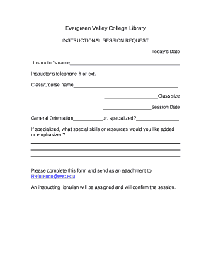 INSTRUCTIONAL SESSION REQUEST Doc Template | pdfFiller