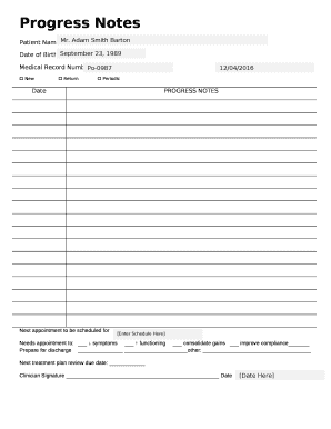 Medical Record Number:Date: Doc Template | pdfFiller