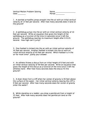 Vertical Motion Problem SolvingName Doc Template | pdfFiller