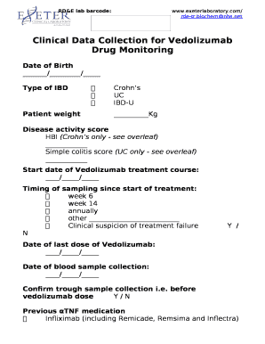 Clinical Data Collection for Vedolizumab Drug Monitoring Doc Template ...