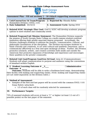 Assessment Plan Fill out sections 1 10 (Attach supporting assessment ...