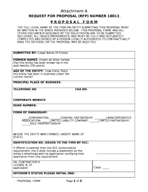 REQUEST FOR PROPOSAL (RFP) NUMBER 18013 Doc Template | pdfFiller