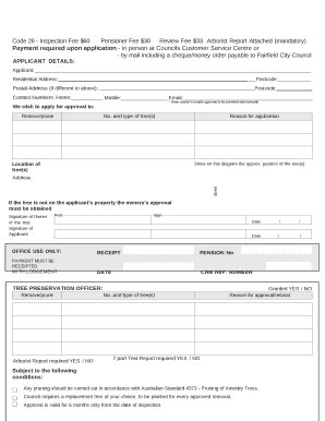 APPLICATION - TREE WORK PERMIT Doc Template | pdfFiller