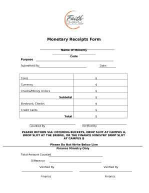 Monetary Receipts Doc Template | pdfFiller