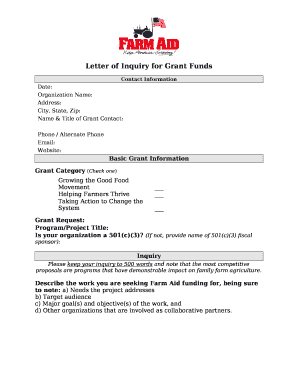 letter of inquiry grant sample Doc Template | pdfFiller