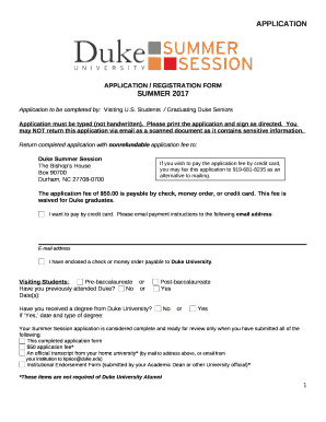 APPLICATION / REGISTRATION - summersession duke Doc Template | pdfFiller