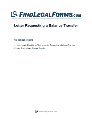 Letter Requesting a Balance Transfer Doc Template | pdfFiller