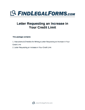 Instructions & Checklist for Writing a Letter Requesting an Increase in Your Credit Limit Doc ...