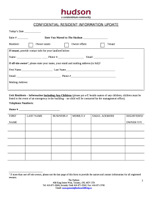 CONFIDENTIAL RESIDENT INATION UPDATE Doc Template | pdfFiller