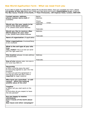 Bee World Application - What we need from you Doc Template | pdfFiller