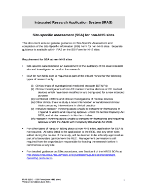 Site-specific assessment (SSA) for non-NHS sites Doc Template | pdfFiller