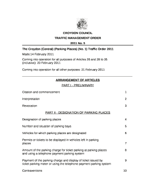 TRAFFIC MANAGEMENT ORDER Doc Template | pdfFiller