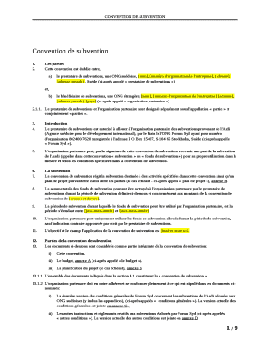 Convention de subvention Doc Template | pdfFiller