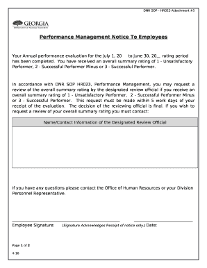 Perance Management Notice To Employees Doc Template | pdfFiller