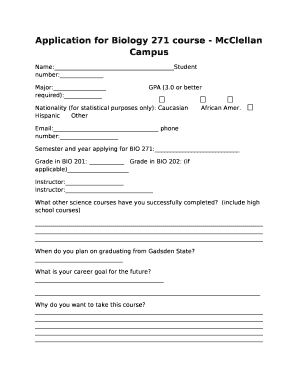 Application for Biology 271 course - McClellan Campus Doc Template ...