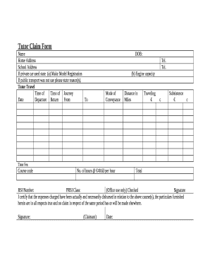 Tutor Claim Doc Template | pdfFiller