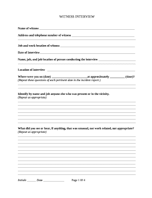 WITNESS INTERVIEW Doc Template | pdfFiller