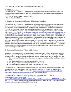 CIVIL RIGHTS AND REASONABLE MODIFICATION POLICY Doc Template | pdfFiller