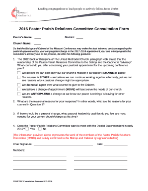 2016 Pastor Parish Relations Committee Consultation Doc Template ...