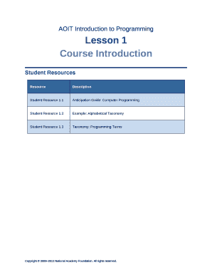 Anticipation Guide: Computer Programming Doc Template | pdfFiller