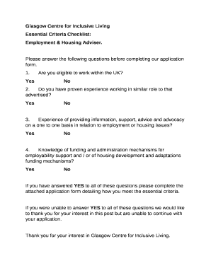 Essential Criteria Checklist: Doc Template | pdfFiller