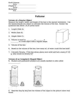 Volume of a Regular Object Doc Template | pdfFiller