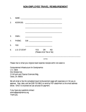 NON-EMPLOYEE TRAVEL REIMBURSEMENT Doc Template | pdfFiller