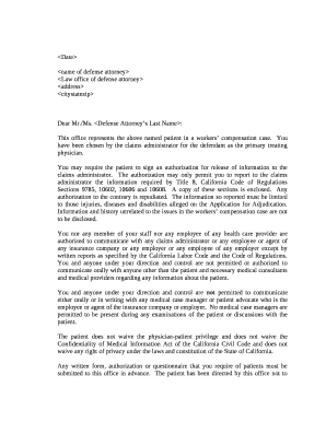 This office represents the above named patient in a workers ...